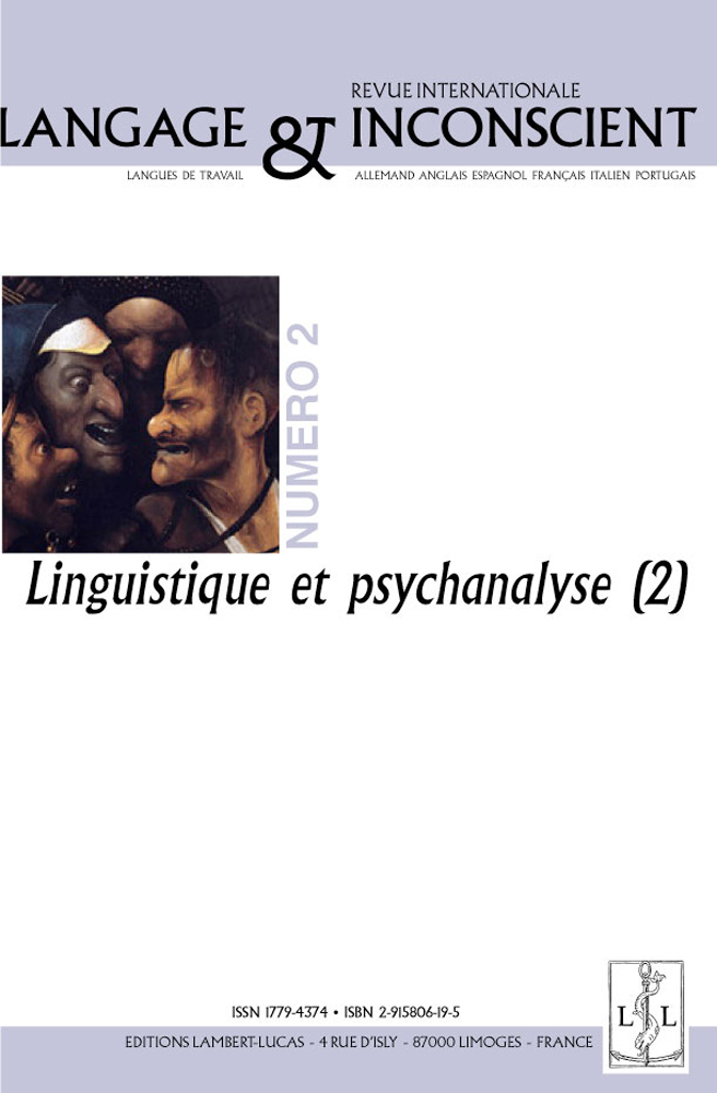 Revue Langage & inconscient n° 2 (juin 2006) – Linguistique et ...